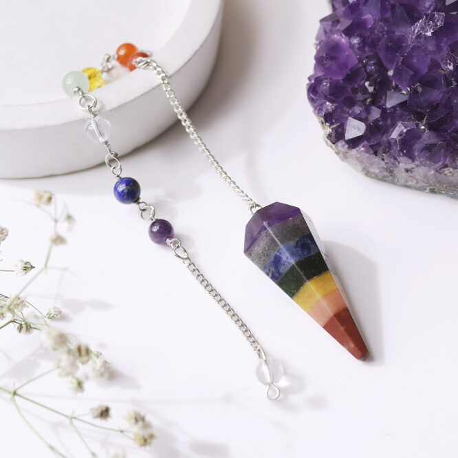 7 Chakra Point Pendulum with Beads for Healing – Shubhanjali