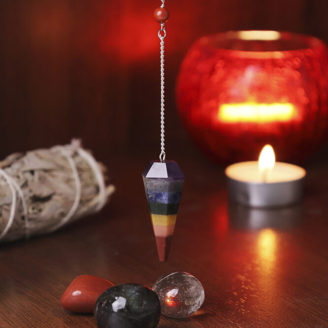 7 Chakra Point Pendulum with Beads for Healing – Shubhanjali