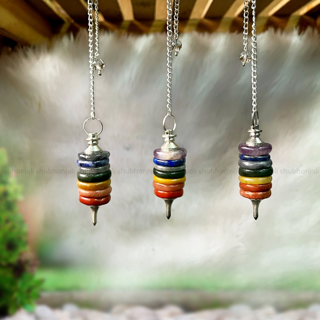 7 Chakra Pendulum | Buy Online Natural 7 Chakra Disk, Faceted - Shubhanjali