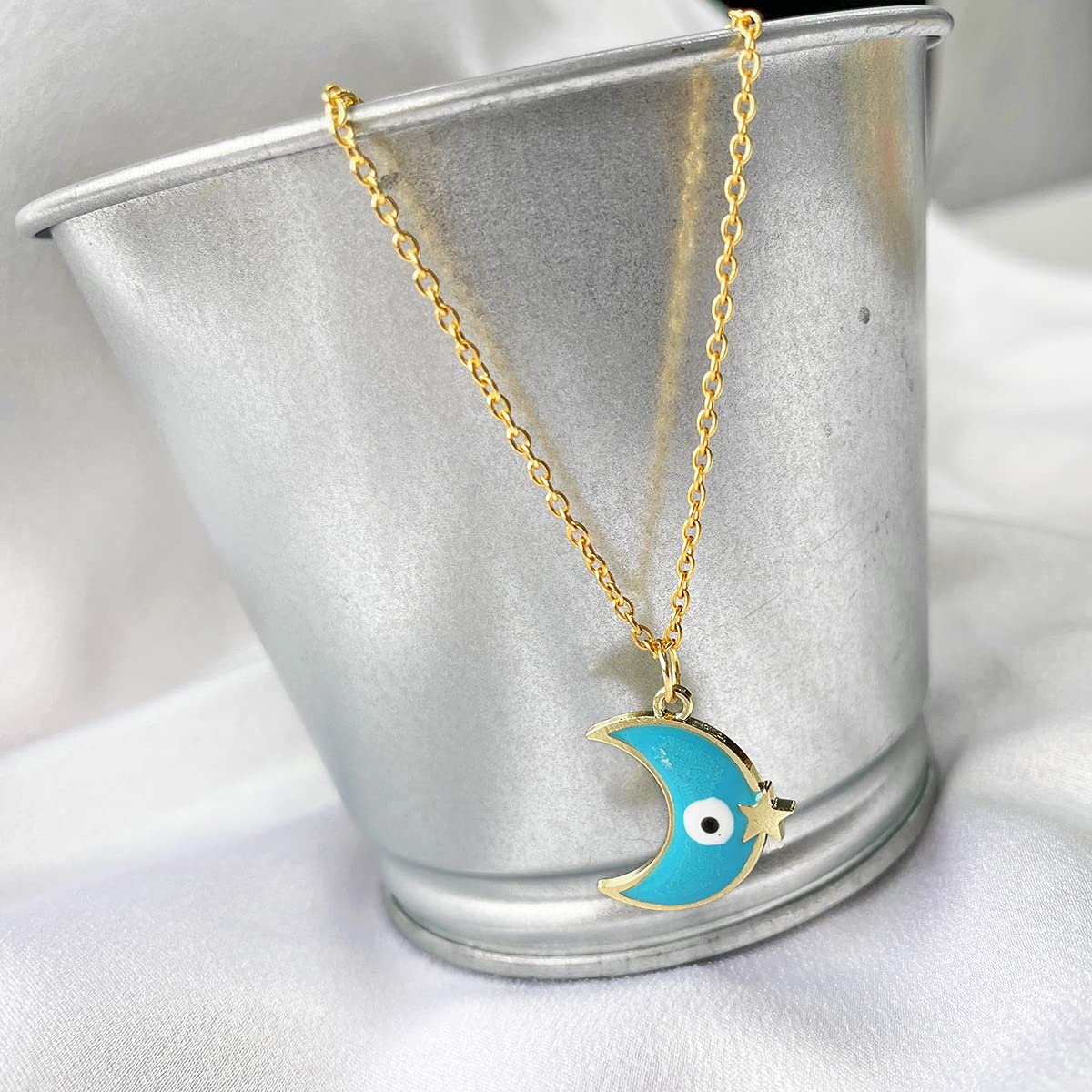 Evil Eye Moon Pendant - Turquoise Colour | Shubhanjali | Care for Your ...