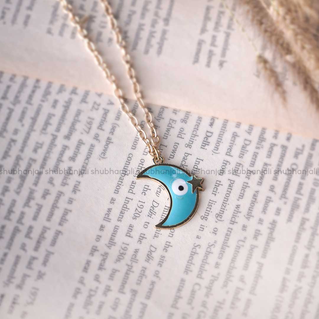 Evil Eye Moon Pendant - Turquoise Colour | Shubhanjali | Care for Your ...