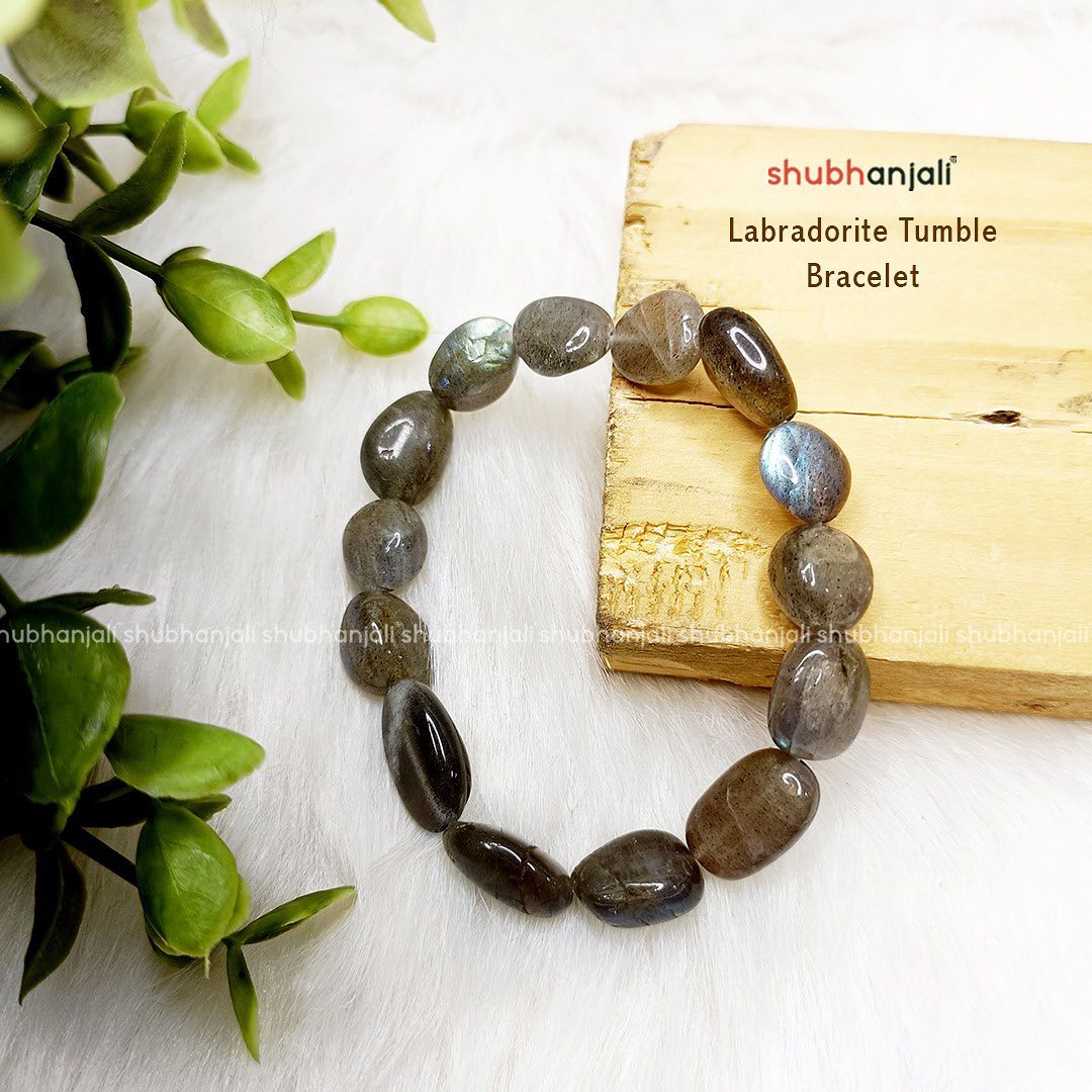 Labradorite Bracelet | Buy Online Labradorite Crystal Tumble Bracelet - Shubhanjali