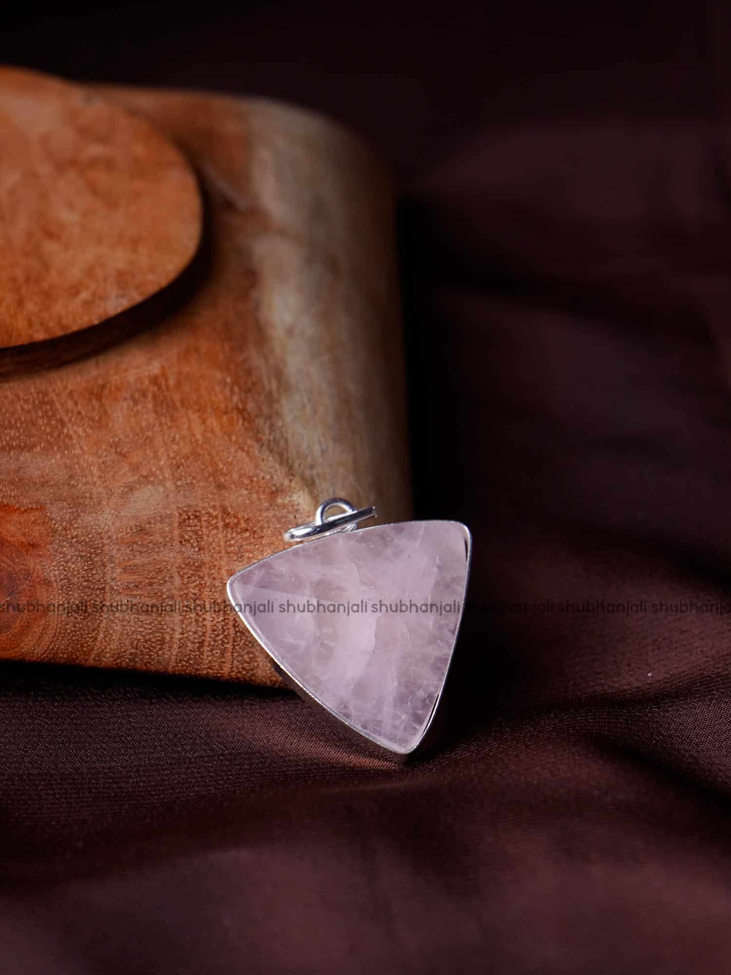 Buy Rose Quartz Triangle Pendant-Shubhanjali