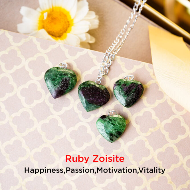 Crystal Pendant | Buy Online Natural Ruby Zoisite Mini Heart Pendant