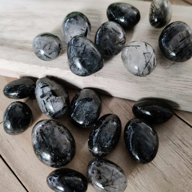 Buy Black Rutile Crystal Tumble Stone - Shubhanjali