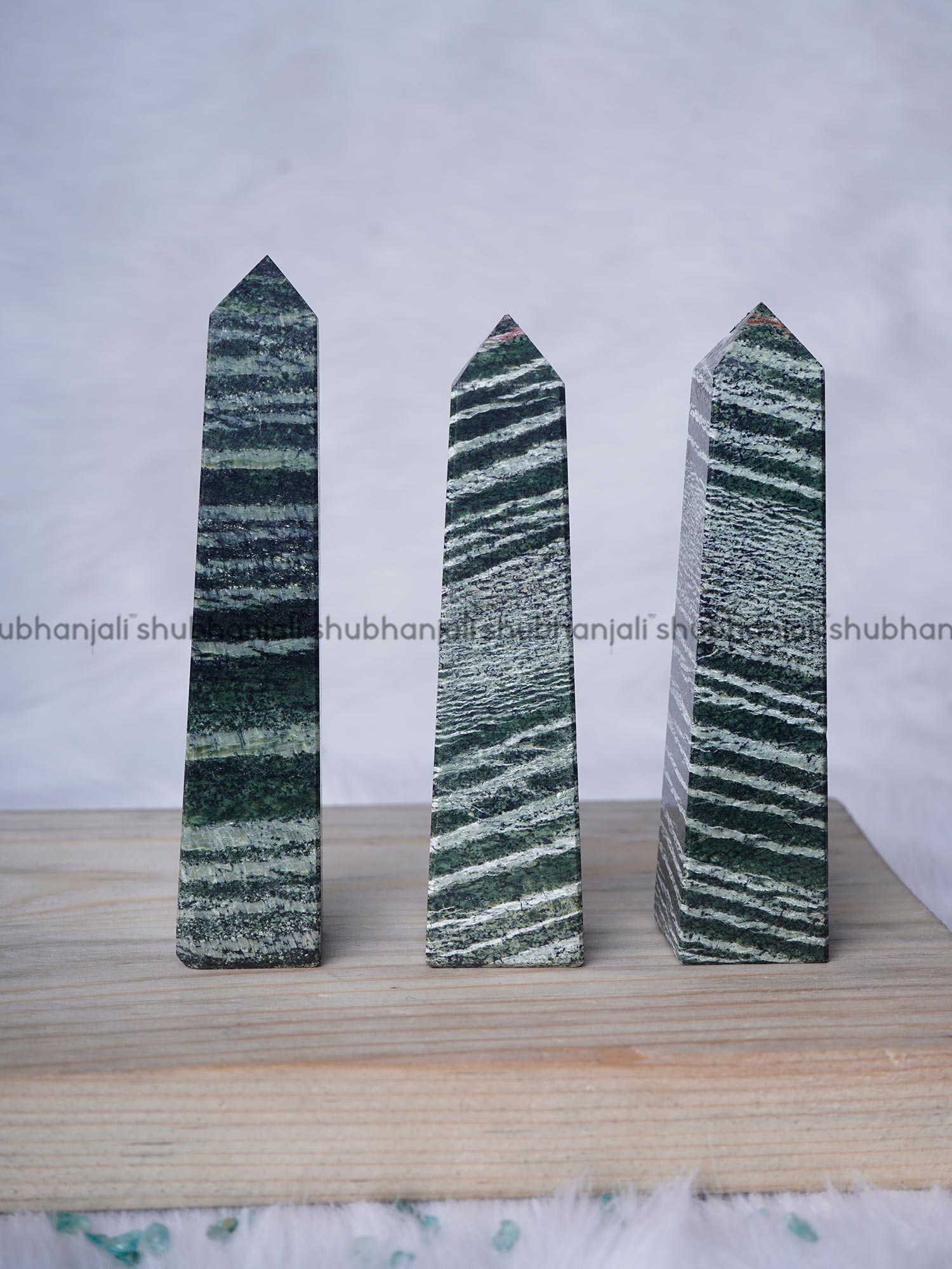 Buy Green Zebra Jasper Crystal Tower Point - Shubhanjali