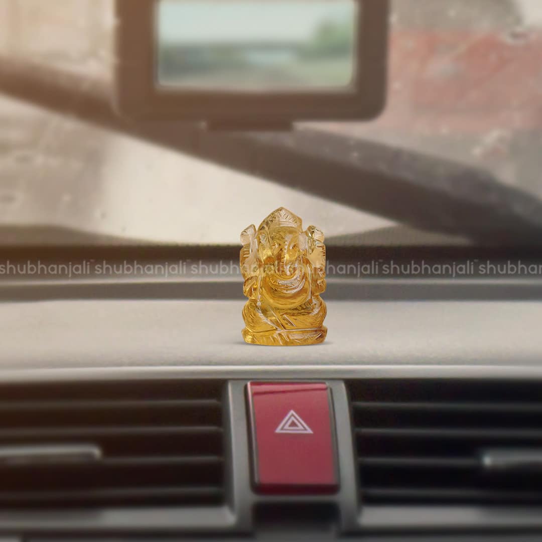Buy Online Natural Citrine Premium Crystal Lord Ganesh Statue - Shubhanjali