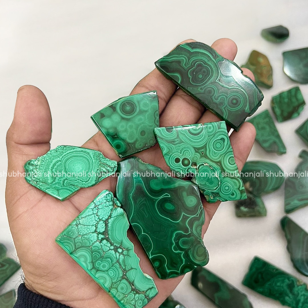 Buy Online One Side Polished Natural Malachite Slab - Shubhanjali