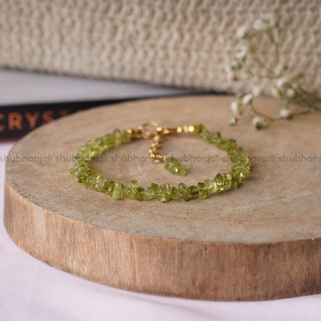 Crystal Bracelet | Buy Online Peridot Chips Chain Bracelet - Shubhanjali