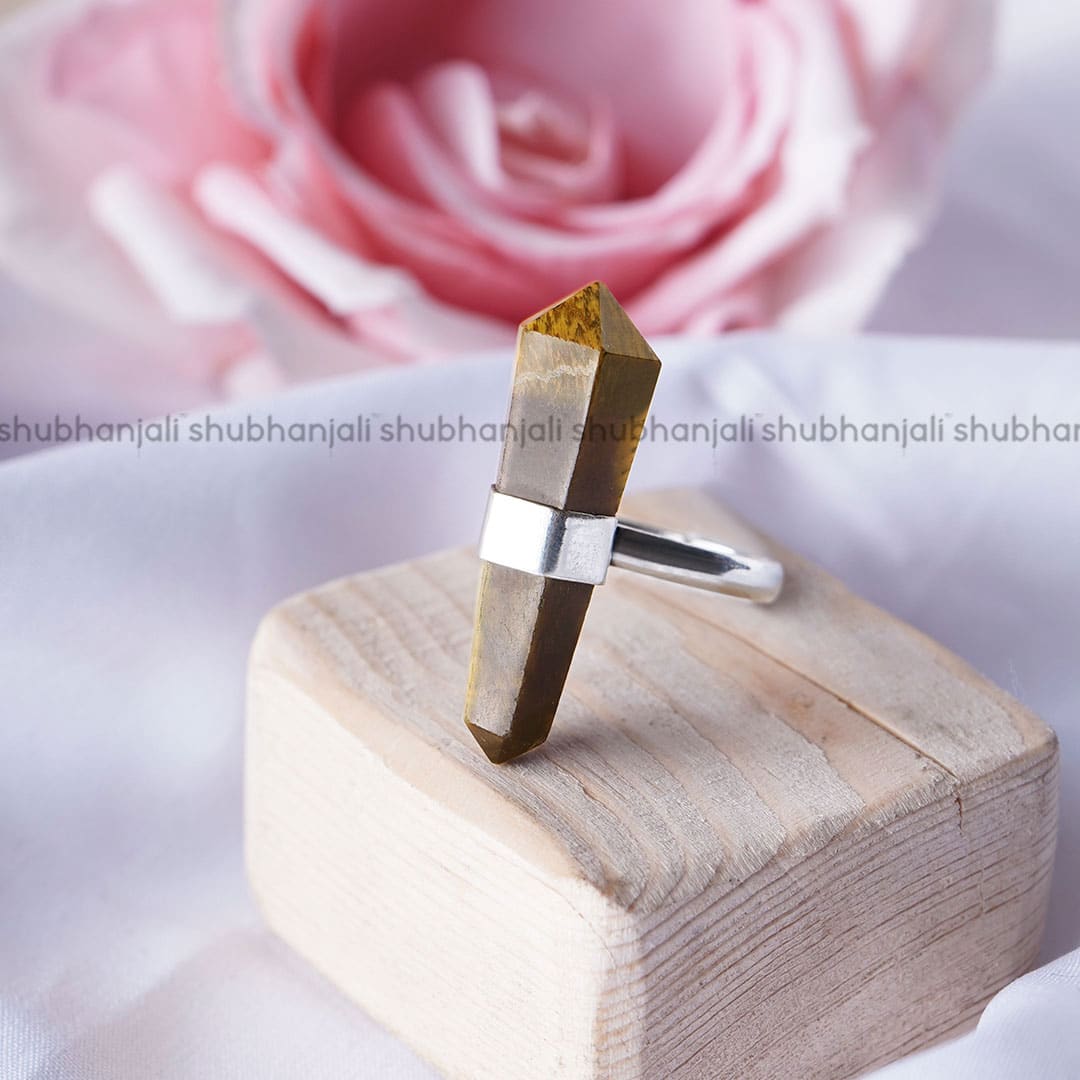 Crystal Rings | Buy Online Natural Tiger Eye Terminated Ring - Shubhanjali