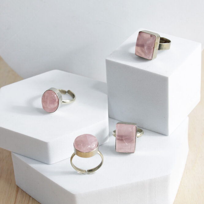 Crystal Rings | Buy Online Natural Rose Quartz Crystal Stone Ring