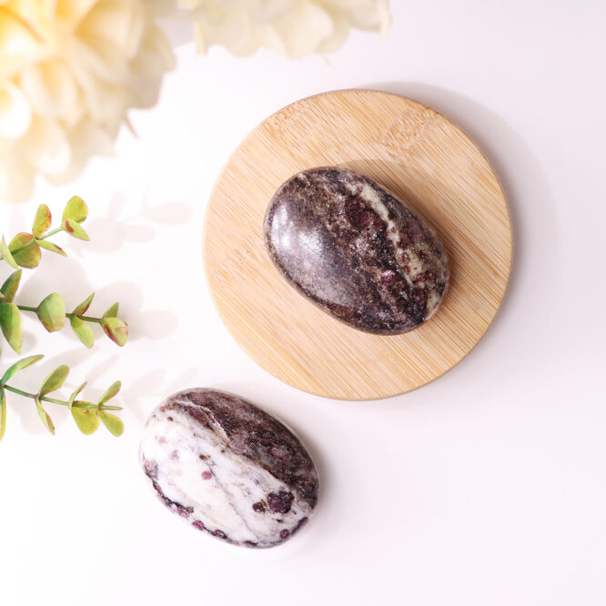 Garnet Matrix Palm Stone – Grounding & Vitality Boost