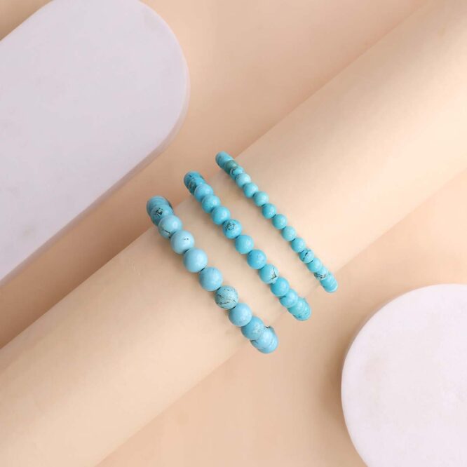Turquoise Firoza Round Beads Bracelet - Peace – Shubhanjali