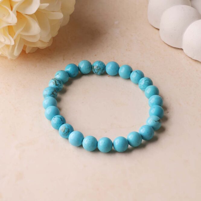 Turquoise Firoza Round Beads Bracelet - Peace – Shubhanjali